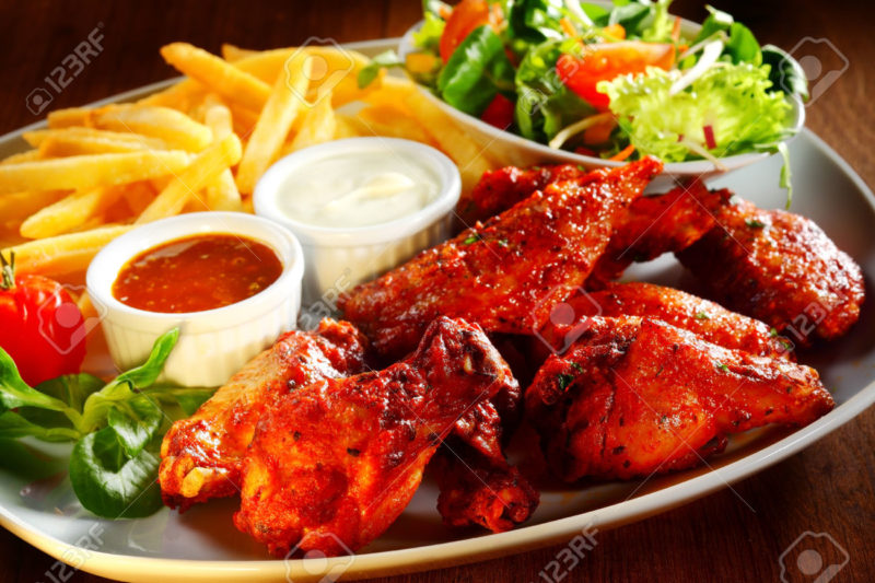 Fried Chicken with Sauce, Fries and Veggies | Pizza Vs Burger